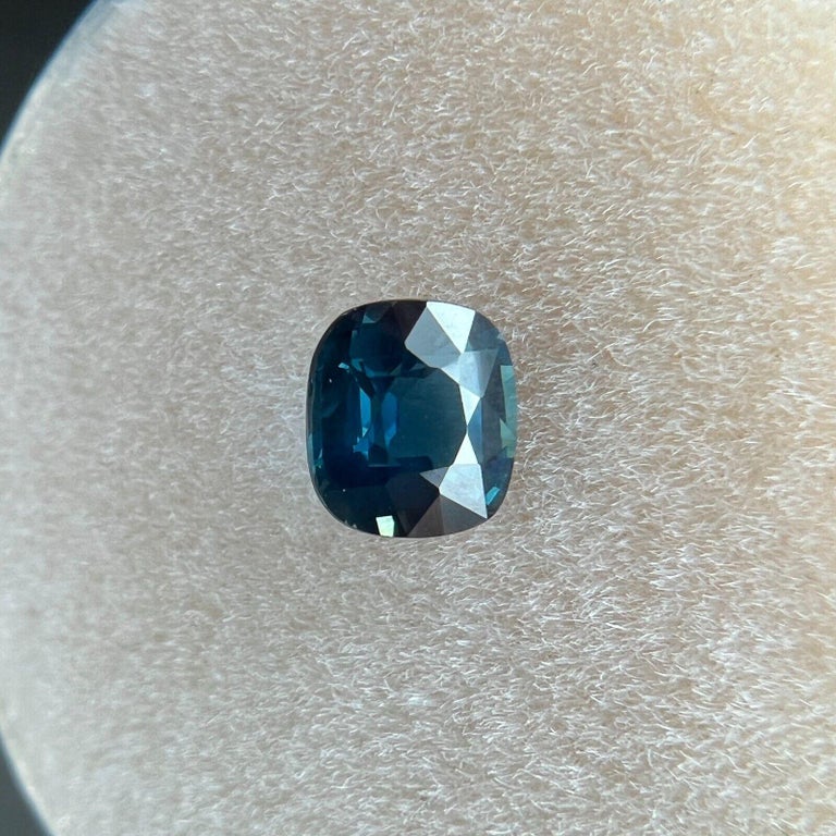 Natural Deep Blue Green Teal Sapphire 0.63ct Cushion Cut Rare Gem VS For Sale at 1stDibs