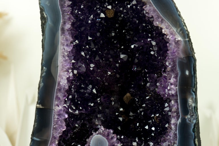 Natural Deep Purple Druzy Amethyst Geode with Agate Matrix For Sale at 1stDibs