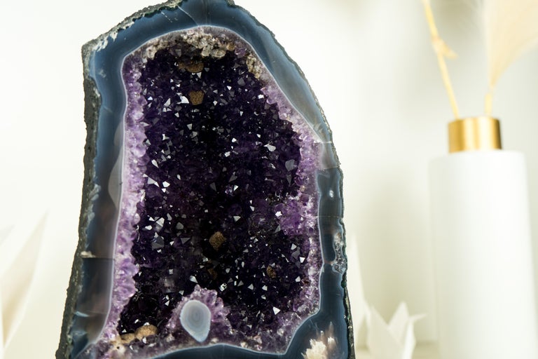 Natural Deep Purple Druzy Amethyst Geode with Agate Matrix For Sale at 1stDibs