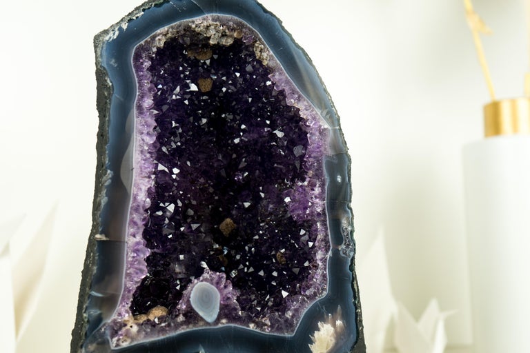Natural Deep Purple Druzy Amethyst Geode with Agate Matrix For Sale at 1stDibs