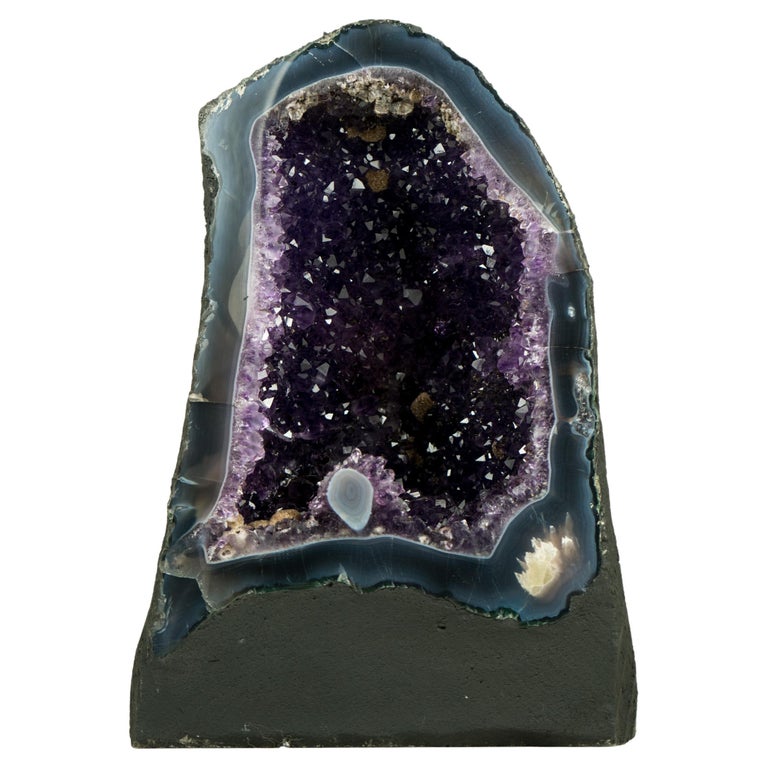 Natural Deep Purple Druzy Amethyst Geode with Agate Matrix For Sale at ...