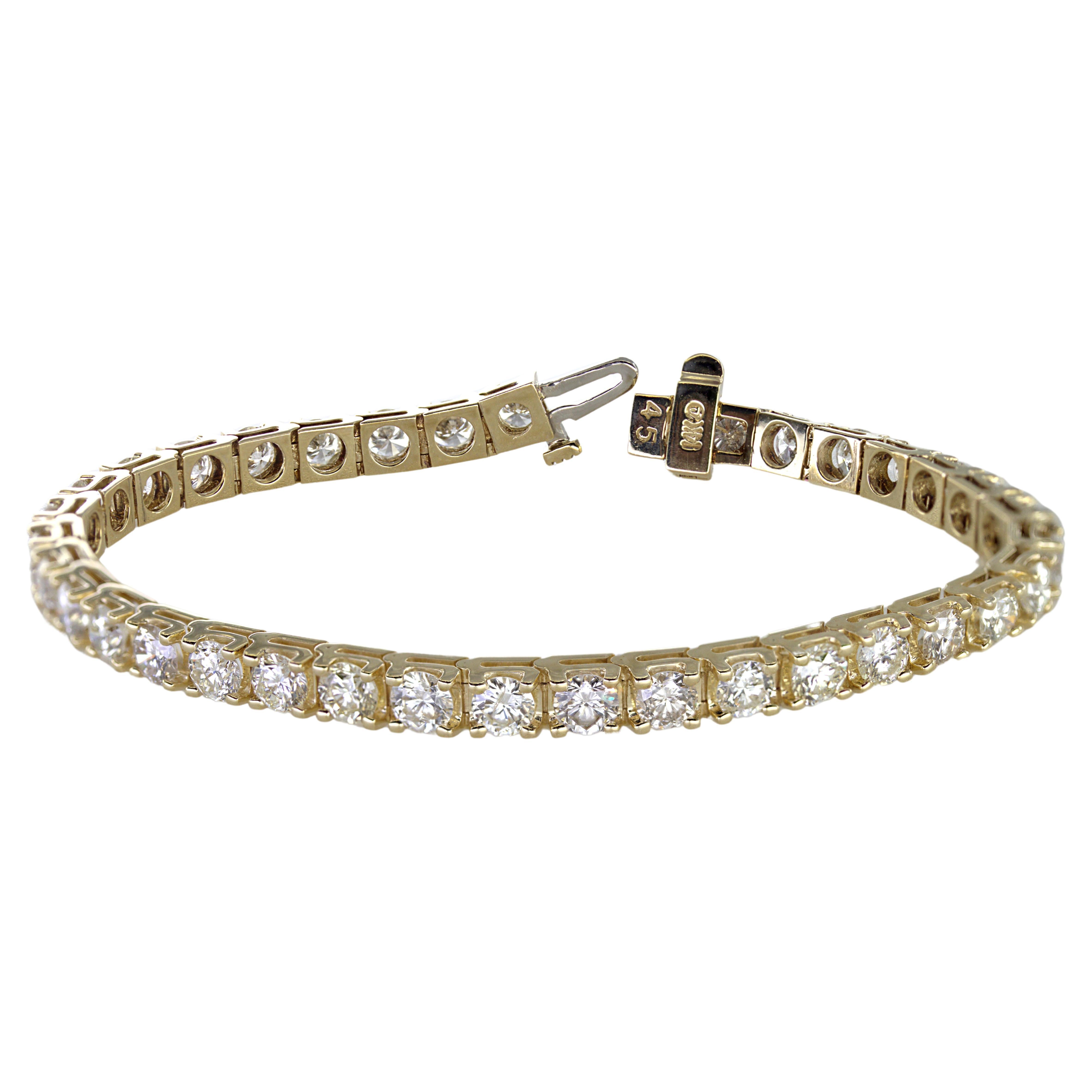 Vintage 14 Karat Yellow Gold Diamond Tennis Bracelet #15334 For Sale at 1stDibs