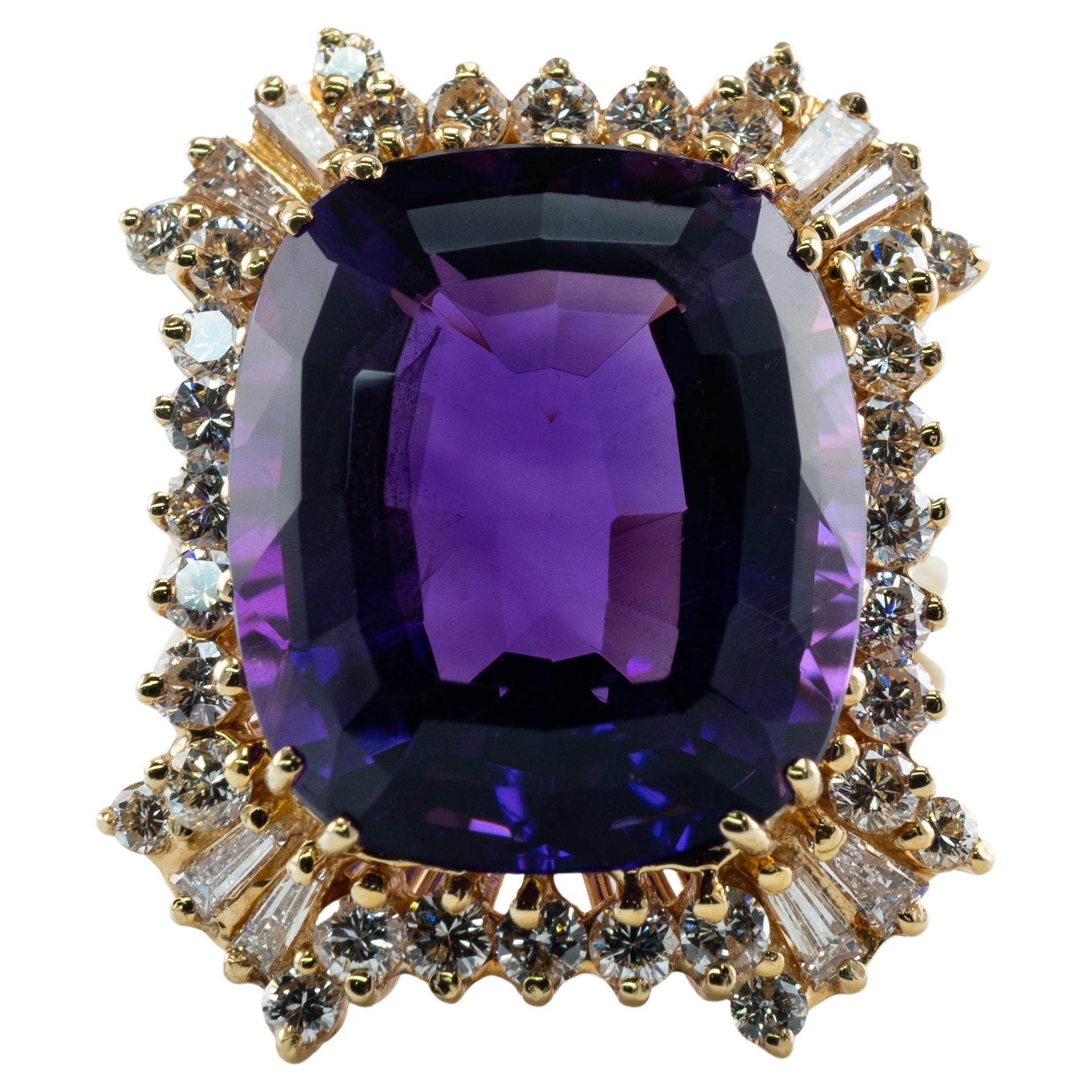 Natural Amethyst Yellow Gold Cocktail Ring For Sale at 1stDibs ...