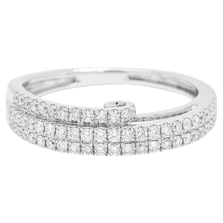 Customizable Natural Diamond Band, 18kt White Gold Double Row Half ...