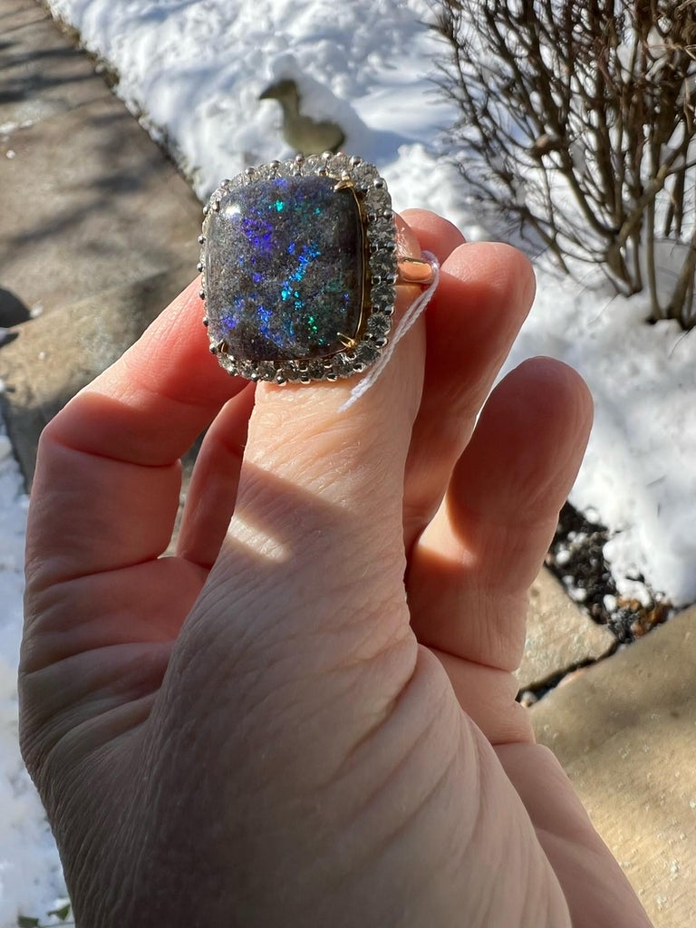antique black opal ring