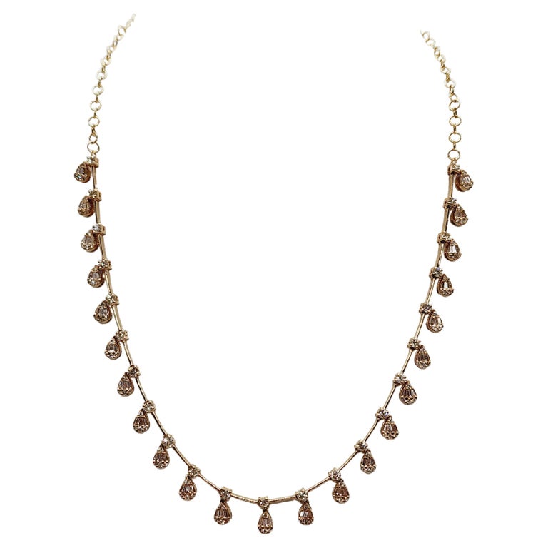 Natural Diamond Chain Yellow Gold 14k For Sale at 1stDibs