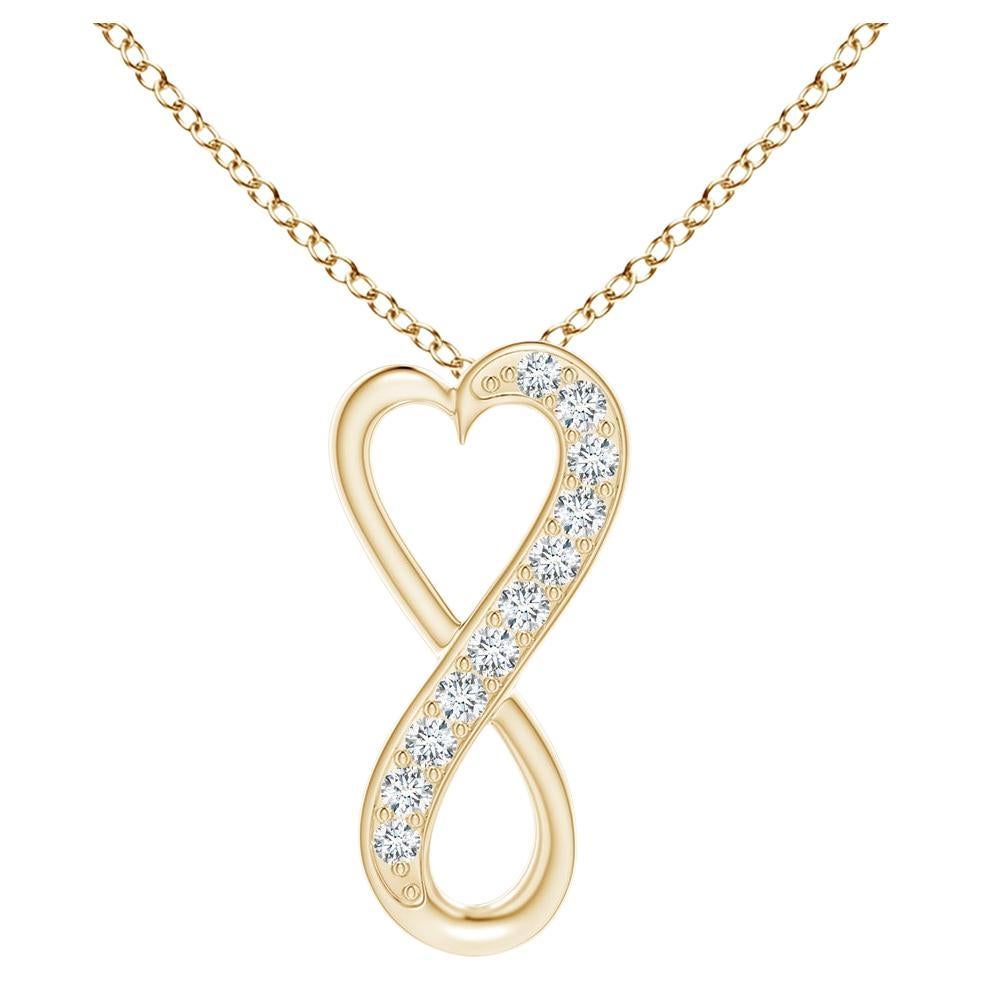 Natural Diamond Infinity Heart Pendant in 14K Yellow Gold (Size-1mm ...