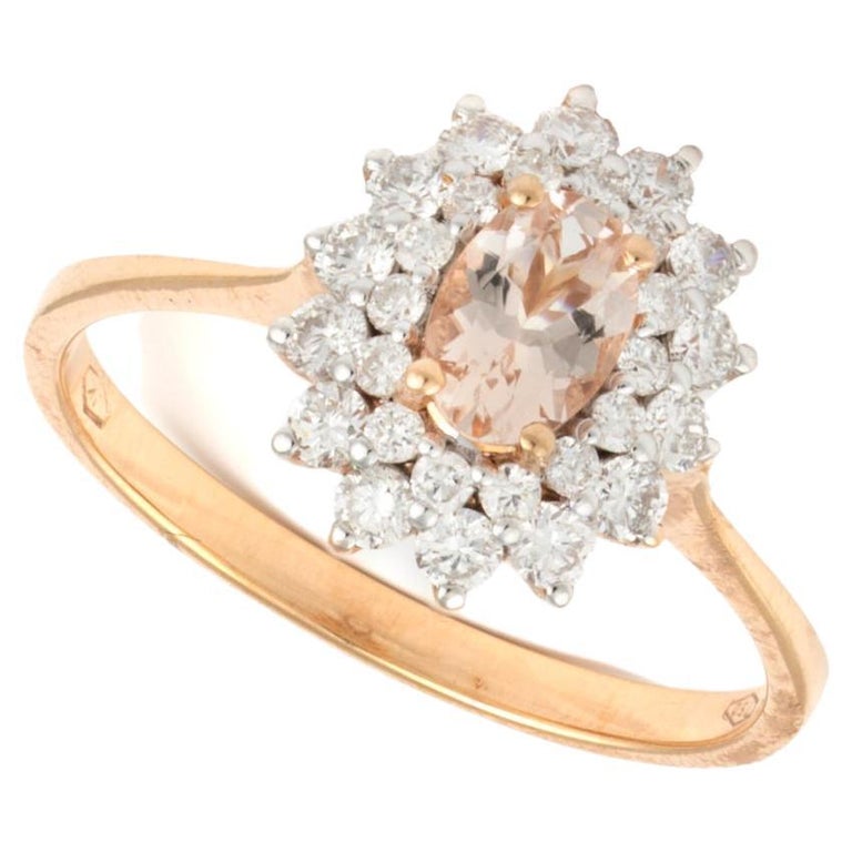 Natural Diamond Ring 0.50 Cents with Pink Morgonite 2.78 Carats in 18k ...