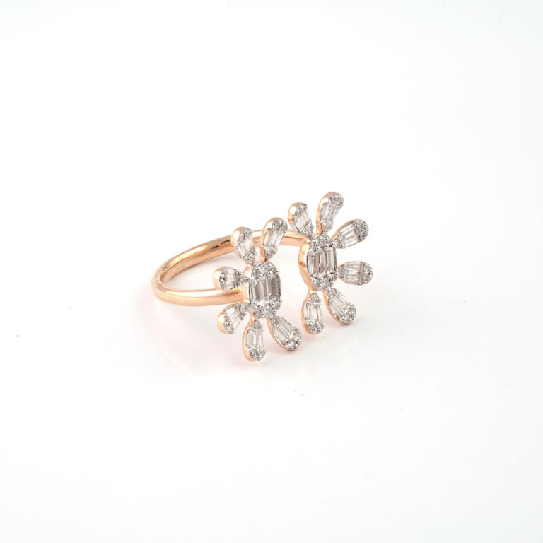 Natural Diamond Ring 0.75 Cents in 18k Gold For Sale at 1stDibs
