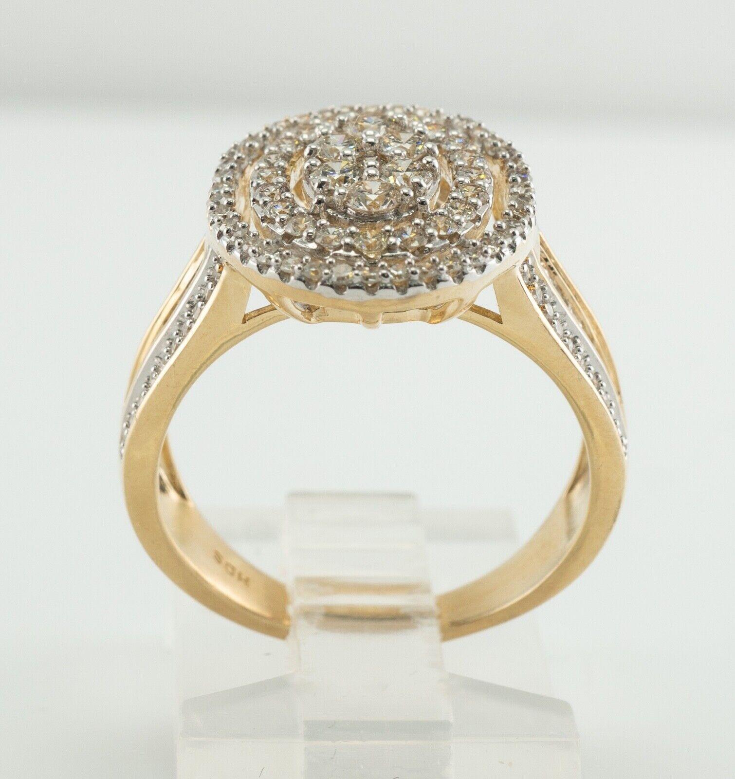 Natural Diamond Ring 14K Gold Cluster Hallmarked HDS For Sale at 1stDibs