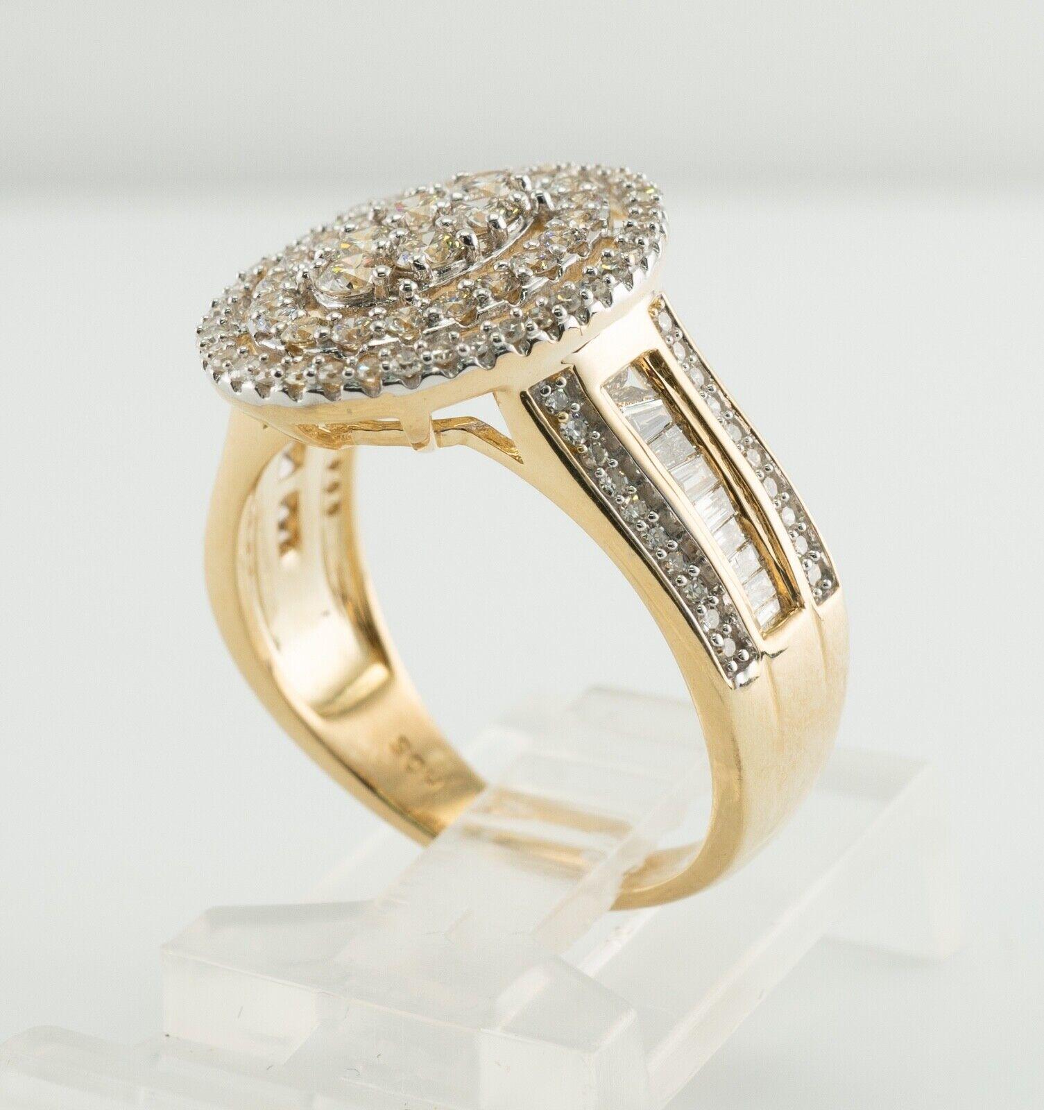 Natural Diamond Ring 14K Gold Cluster Hallmarked HDS For Sale at 1stDibs