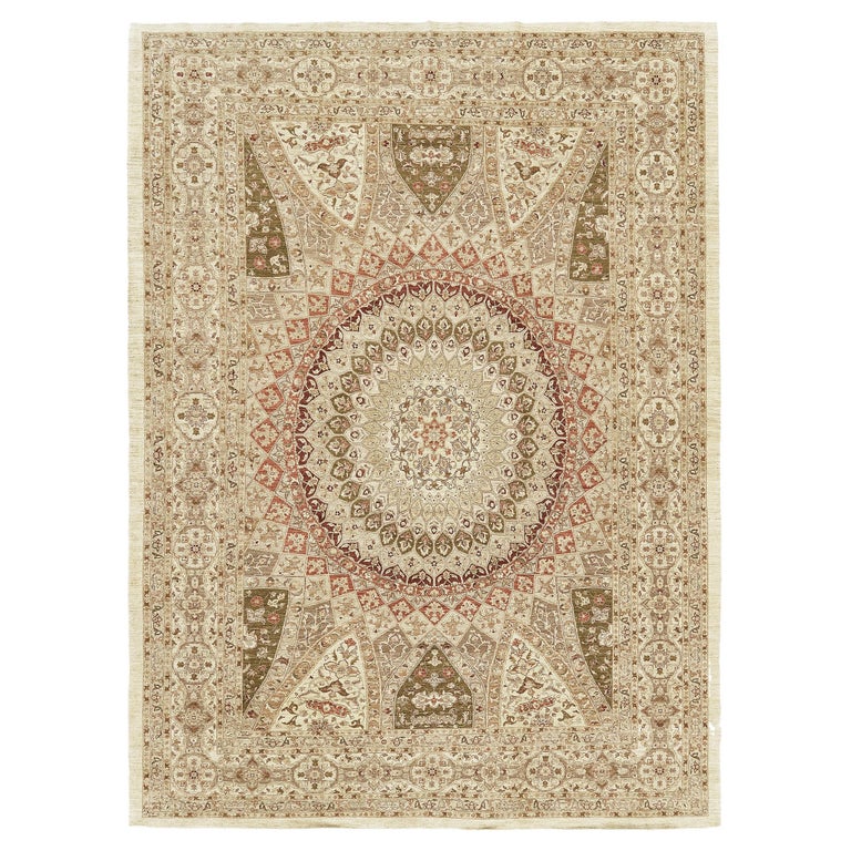 Natural Dye Tabriz Gonbad Design Revival Rug D5038 Fable For Sale at ...