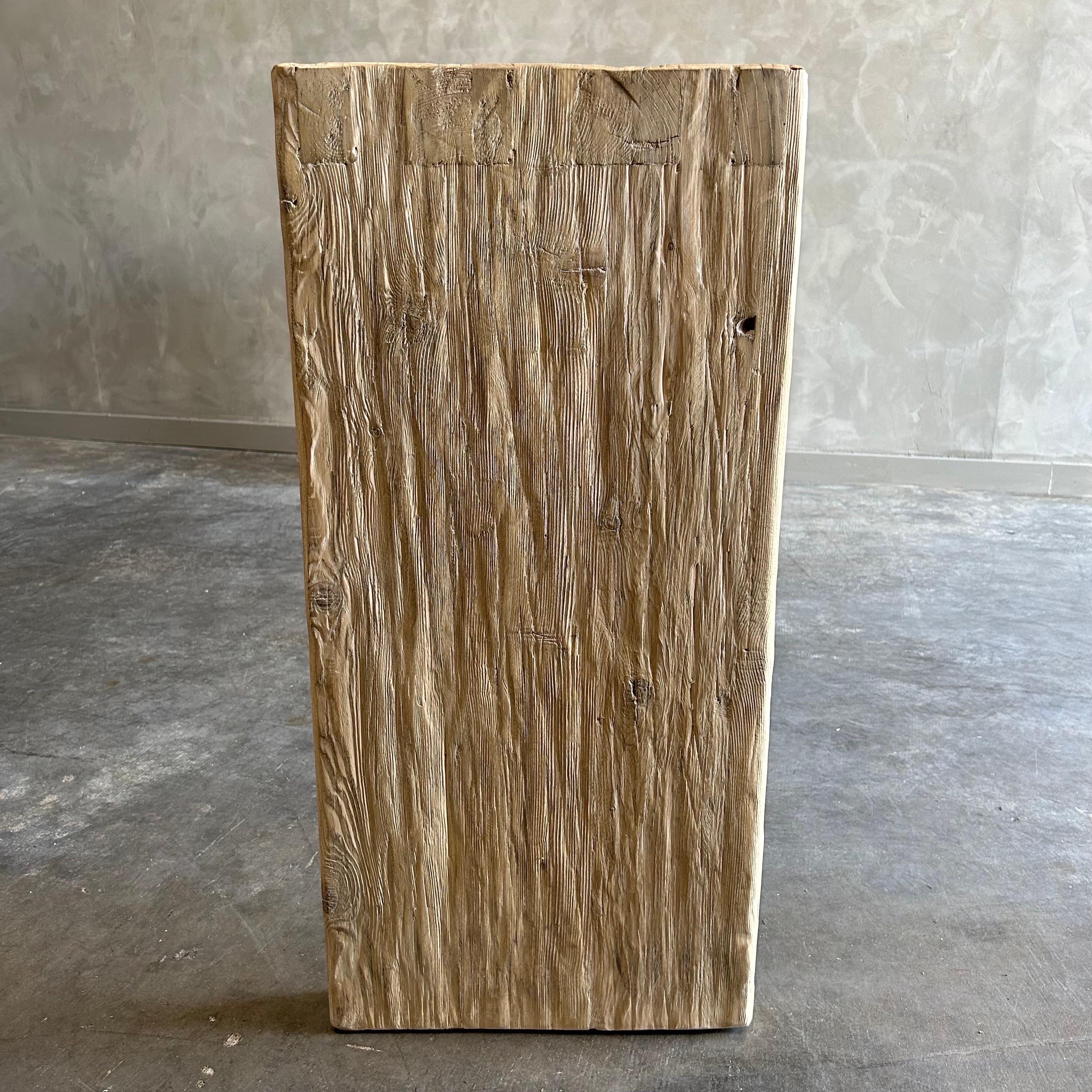 Natural Elm Wood Reclaimed Waterfall Style Console Table For Sale at ...