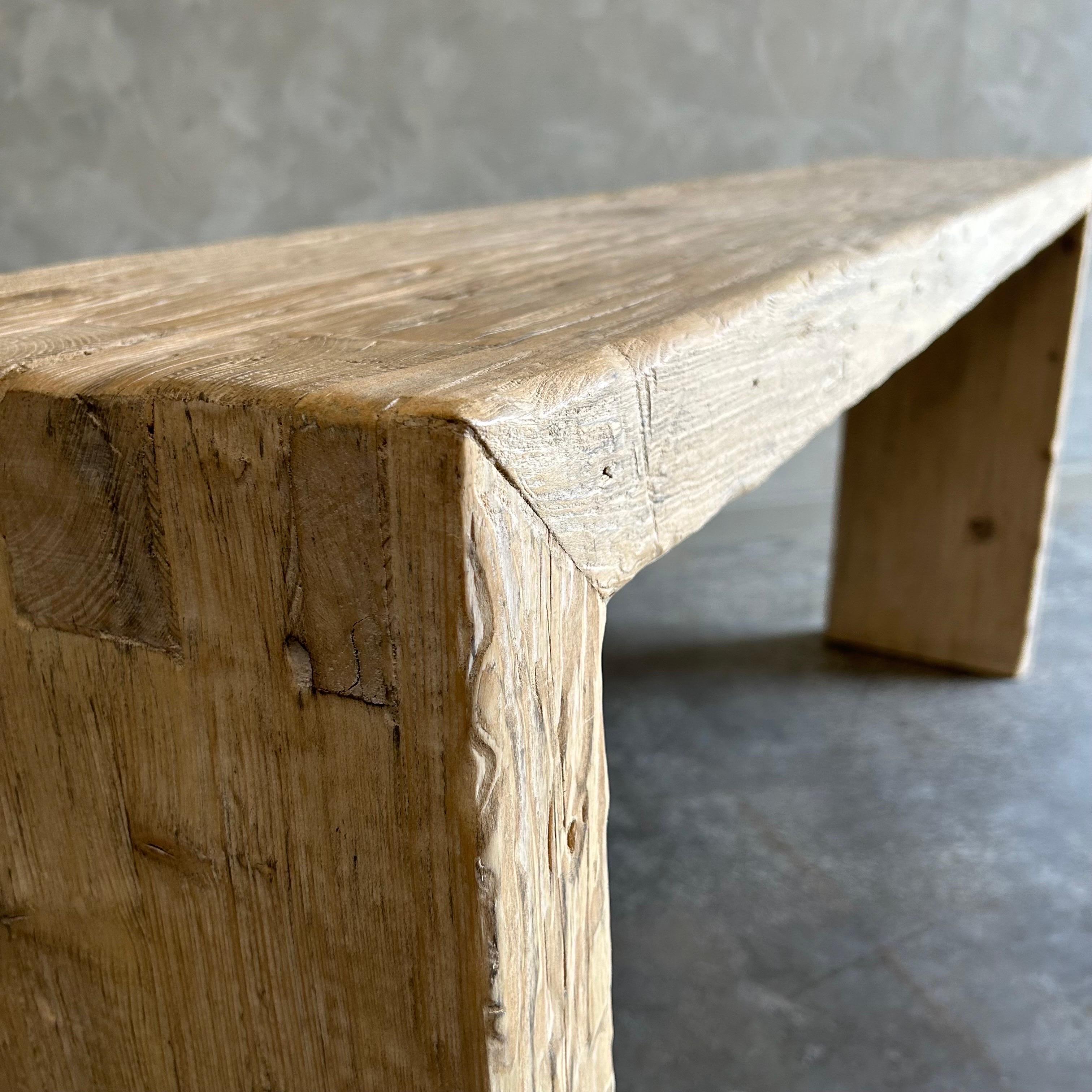 Natural Elm Wood Reclaimed Waterfall Style Console Table For Sale at ...