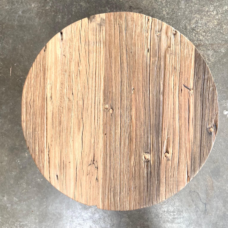 Natural Elm Wood Side Table For Sale at 1stDibs