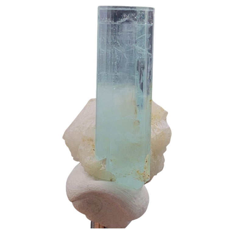 Natural Elongated Aquamarine Specimen on Matrix Mother Rock 11.83 Gram ...