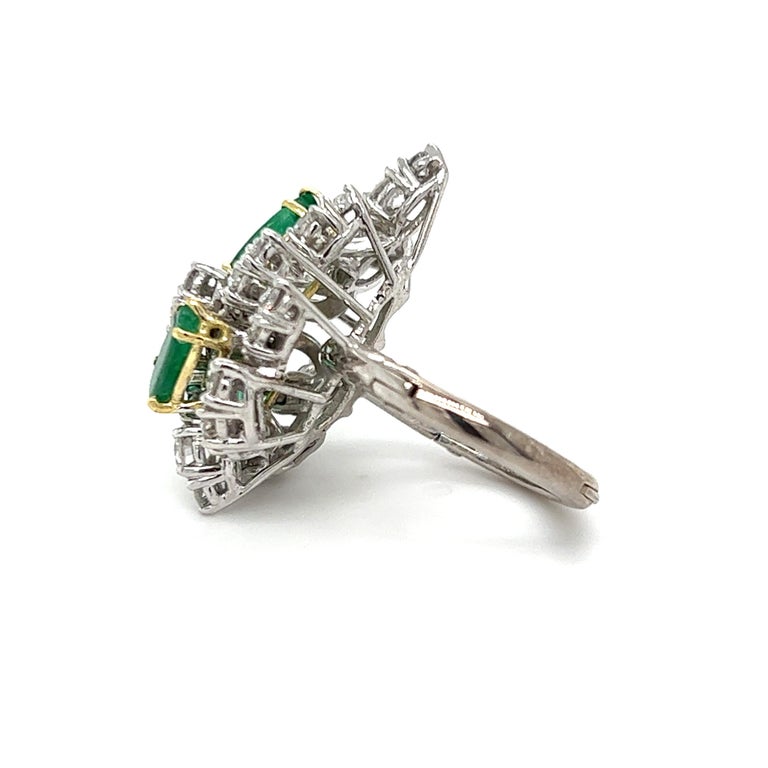 Natural Emerald and 2.5 CTW Diamond Ring with Superfit Shank, 1970s For ...