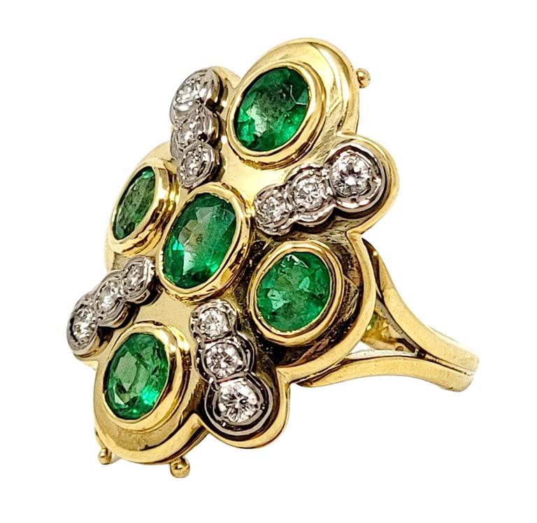 Natural Emerald and Diamond Convertible Ring / Pendant in 18 Karat ...