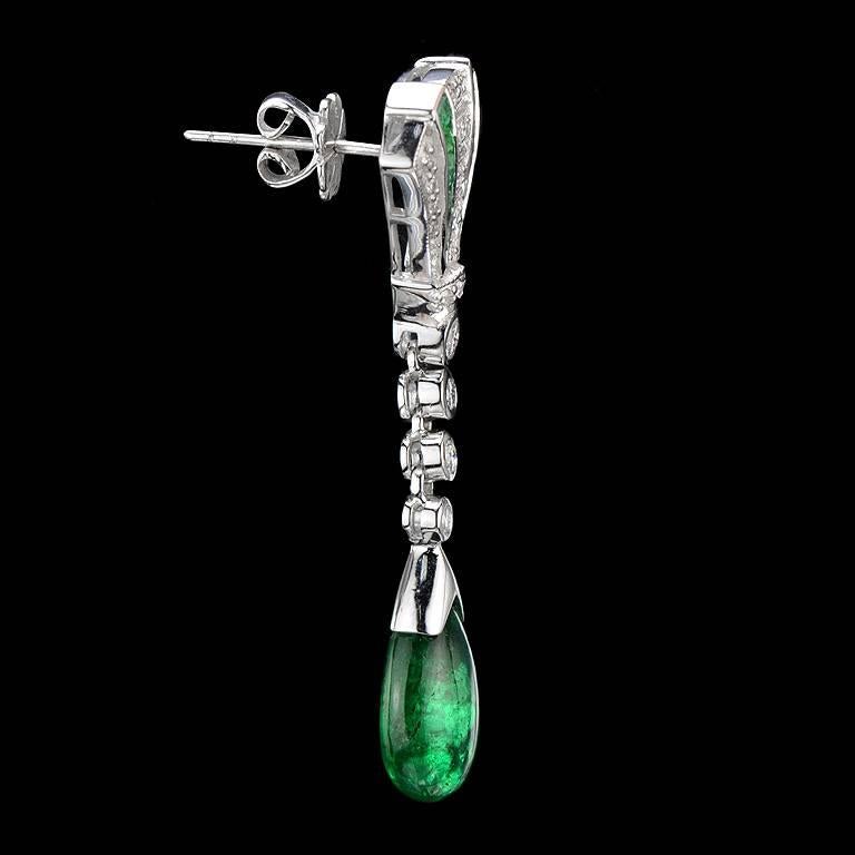 Natural Emerald Diamond Drop Earrings at 1stDibs | natural emerald drop ...