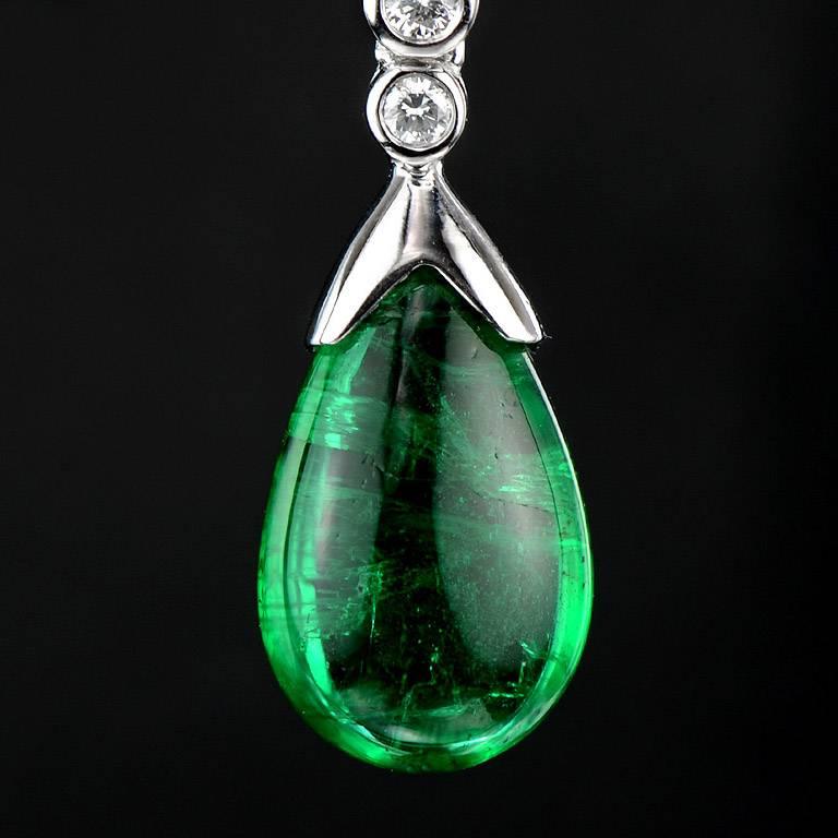 Natural Emerald Diamond Drop Earrings at 1stDibs | natural emerald drop ...