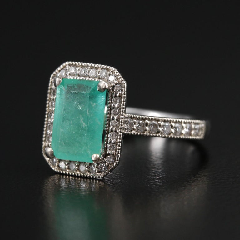 Customizable Natural Emerald Engagement Ring, Antique Emerald Wedding ...