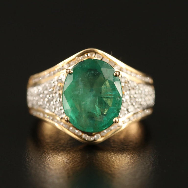 Customizable Natural Emerald Engagement Ring, Antique Emerald Wedding ...