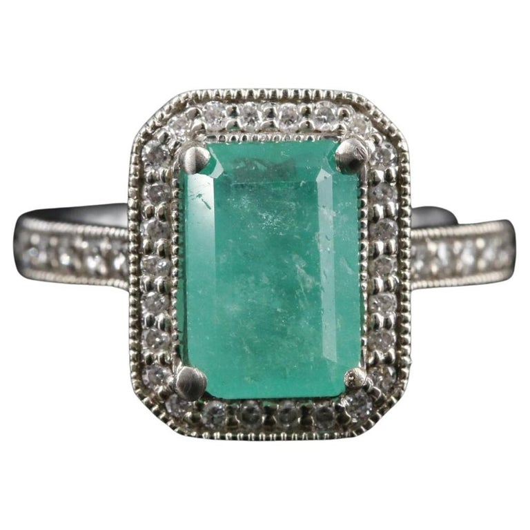 Customizable Natural Emerald Engagement Ring, Antique Emerald Wedding ...