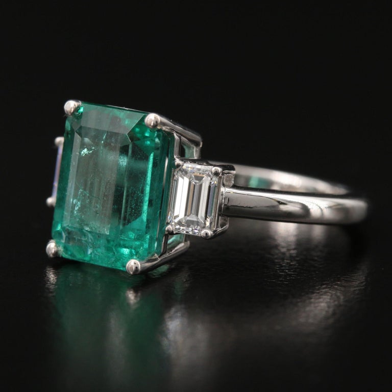 Customizable Natural Emerald Engagement Ring, Emerald Cut Emerald ...
