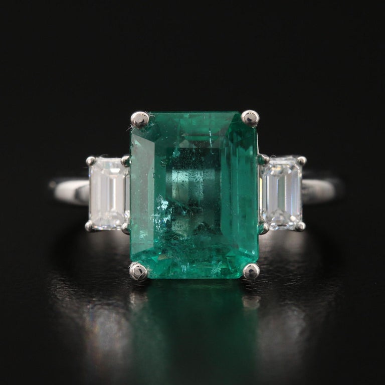 Customizable Natural Emerald Engagement Ring, Emerald Cut Emerald ...