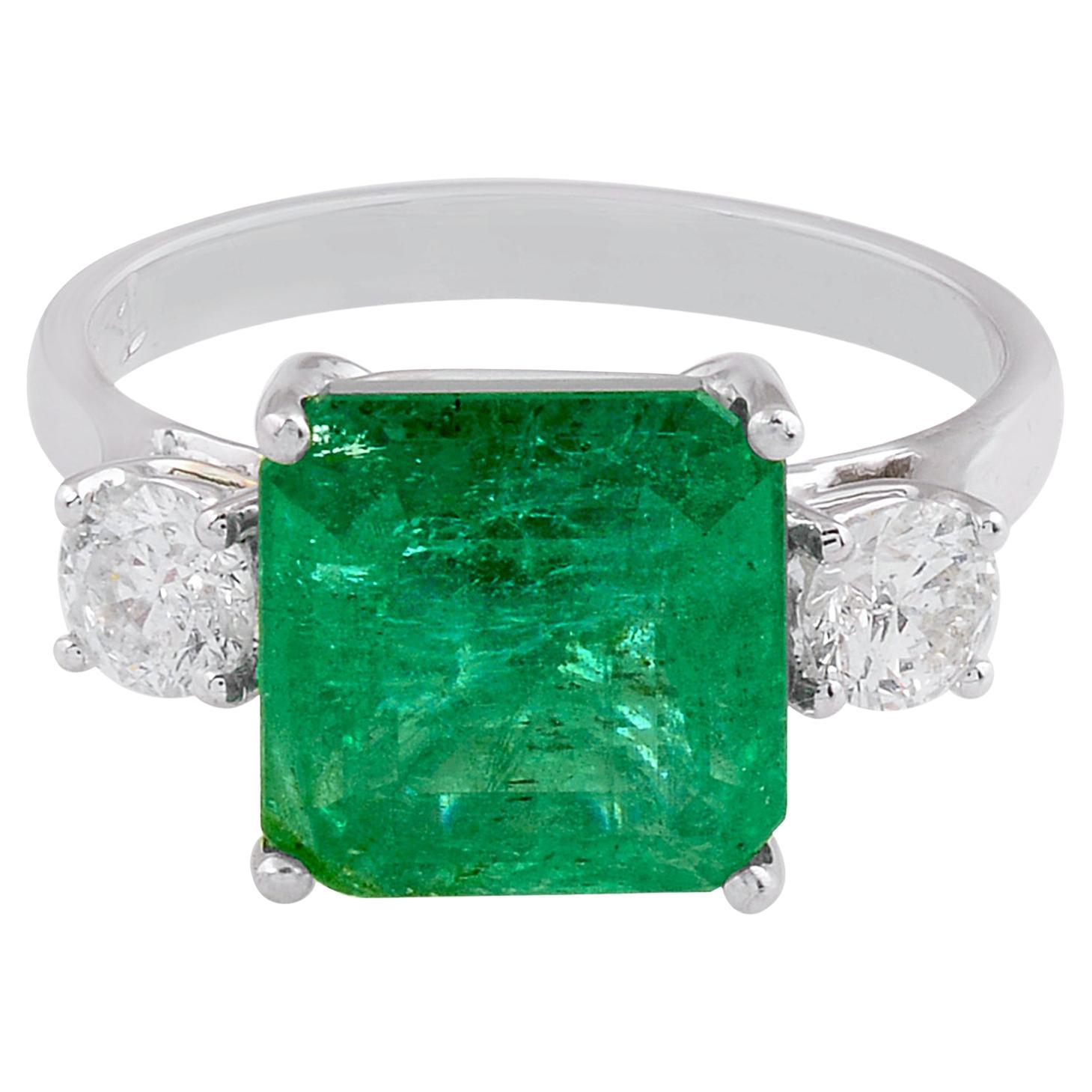14k Solid Gold Vintage Emerald Cocktail Rings, Art Deco Gemstone ...