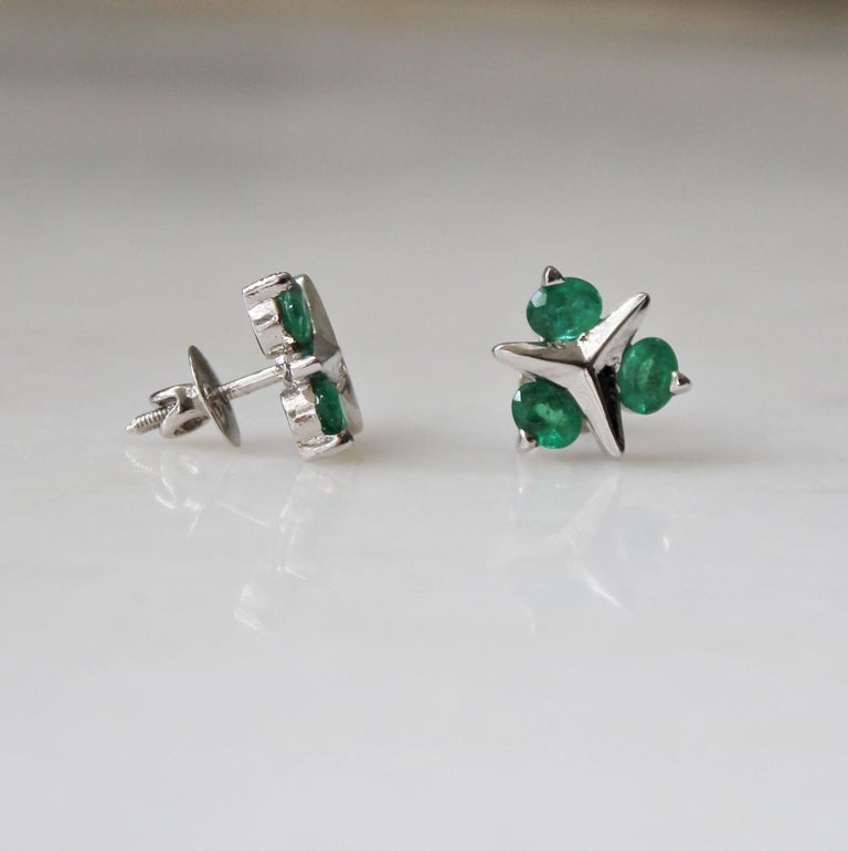 Natural Emerald Stud Earrings at 1stDibs