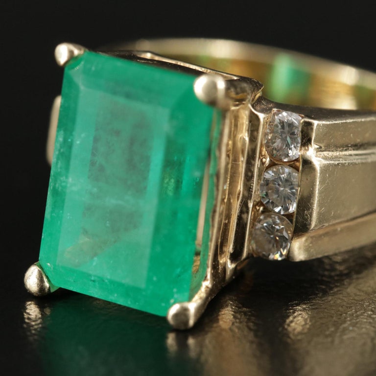 Customizable Natural Emerald Wedding Ring, 18K Gold Emerald and Diamond ...