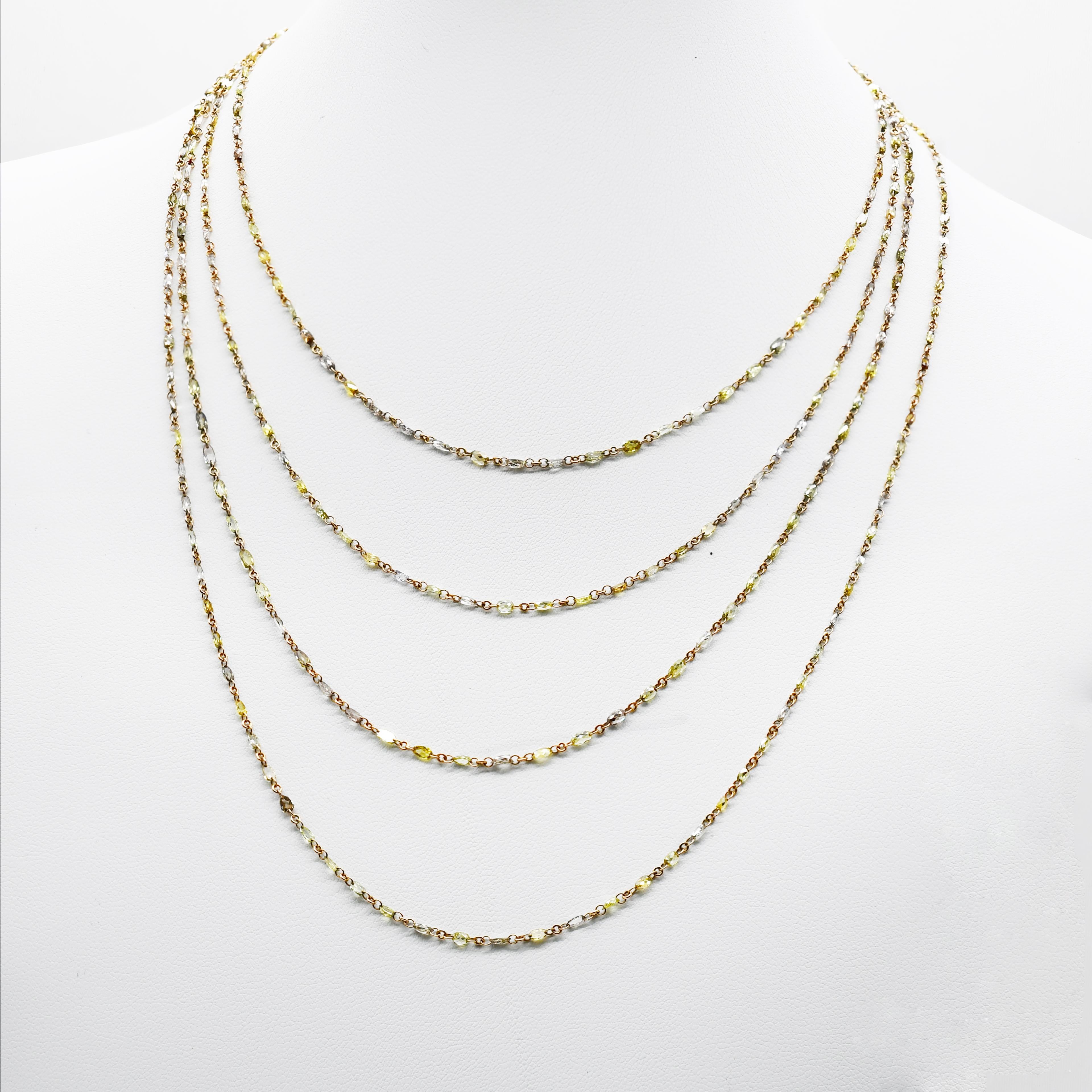 Natural Fancy Color Diamond Chain Necklace in 18 Karat Gold For Sale at ...