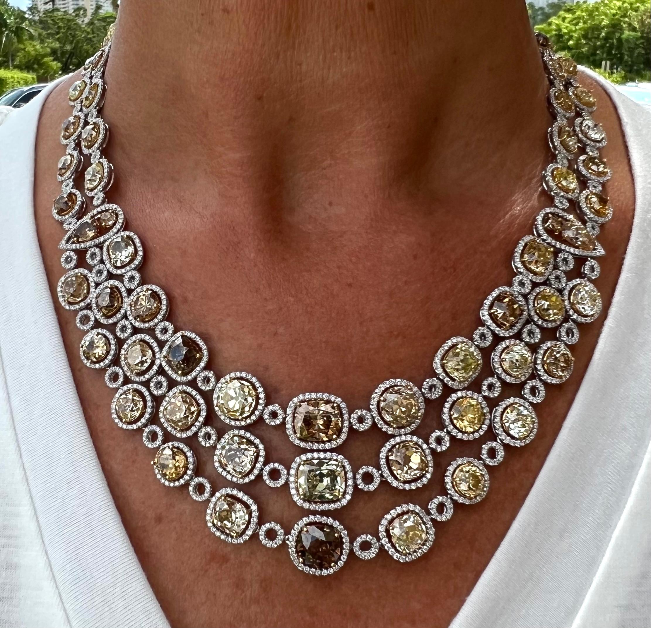 Natural Fancy Color Diamond Necklace For Sale at 1stDibs