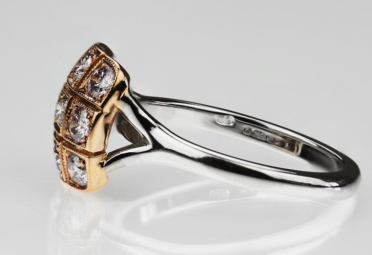 Natural Fancy Color Pink Diamond Square Cluster Ring in 18K White and ...