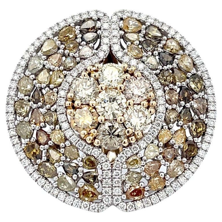 Natural Fancy Diamond '12ctw' Cocktail Ring 14k White Gold For Sale at ...