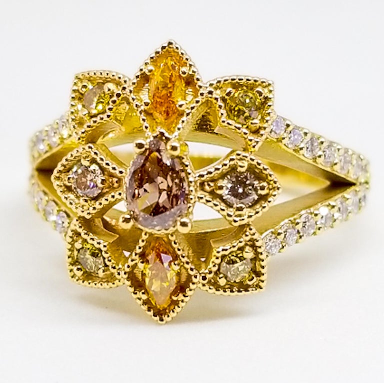 Natural Fancy Diamond Ring Purple Pink Green Yellow Orange Blue Gray 18 ...