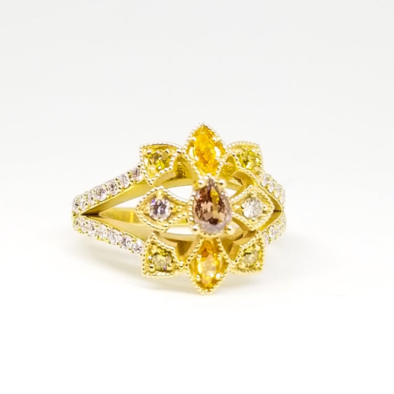 Natural Fancy Diamond Ring Purple Pink Green Yellow Orange Blue Gray 18 ...
