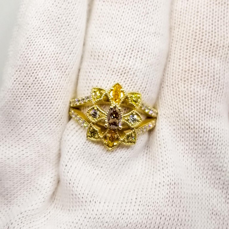 Natural Fancy Diamond Ring Purple Pink Green Yellow Orange Blue Gray 18 ...