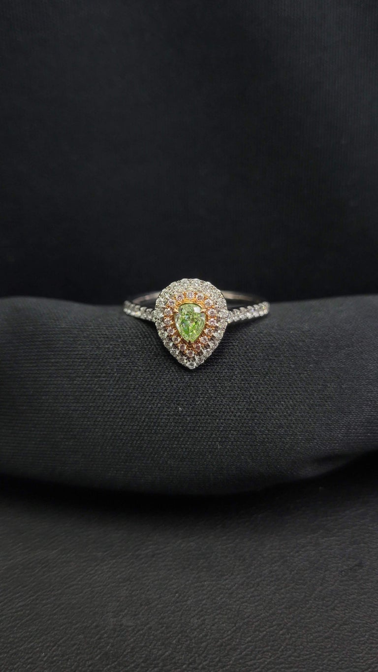 Natural Fancy Green Diamond Ring at 1stDibs