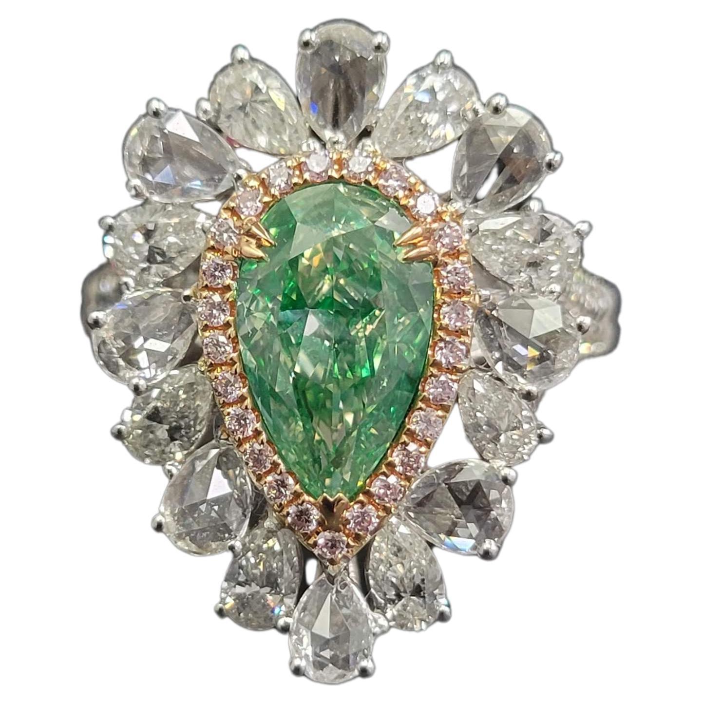 1.05 Ct Natural Fancy Dark Grayish Green Diamond Ring, No Reserve Price ...