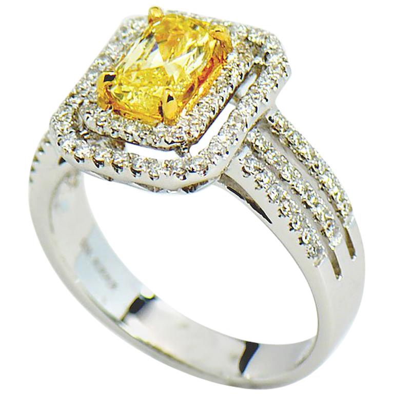 Natural Fancy Intense Yellow Diamond Ring For Sale at 1stDibs | fancy ...
