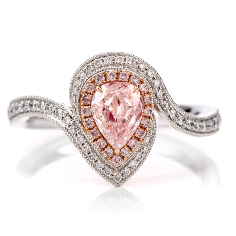 Natural Fancy Light Pink GIA Diamond 18 Karat Engagement Cocktail Ring ...