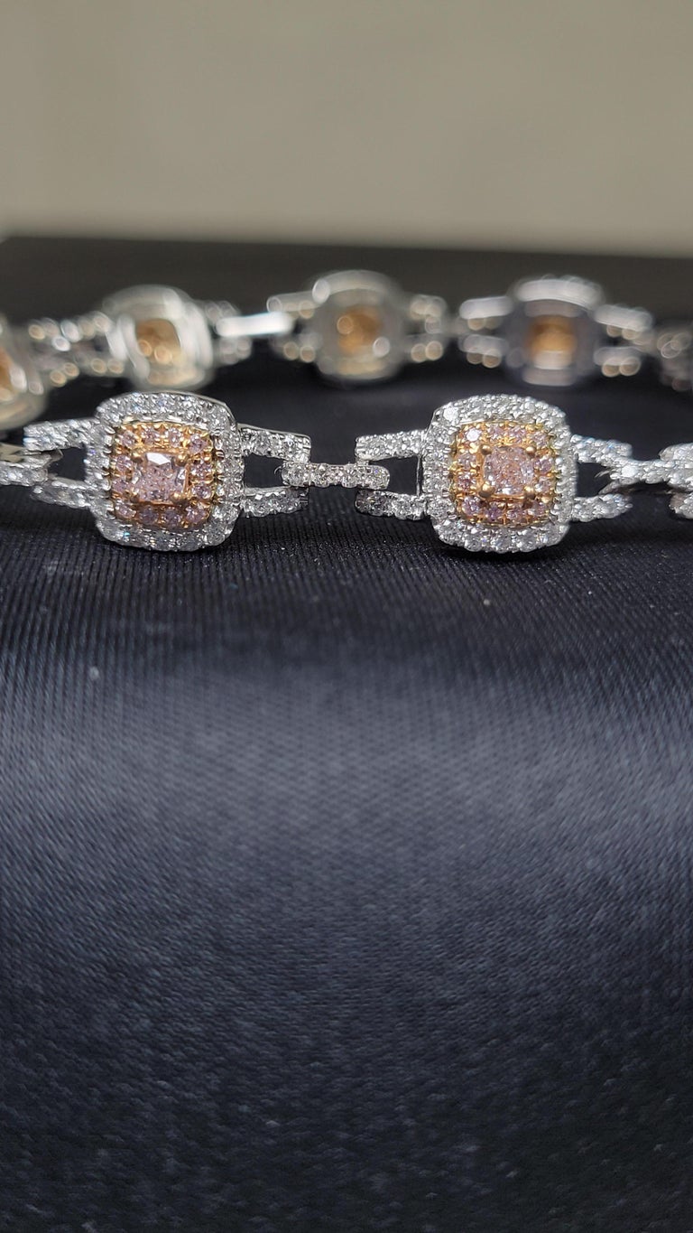 Natural Fancy Pink Linked Diamond Bracelet For Sale at 1stDibs