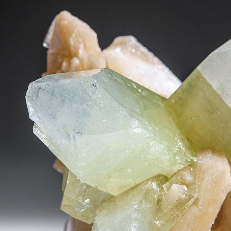Natural Gem Green Apophyllite and Stilbite with Golden Calcite from ...