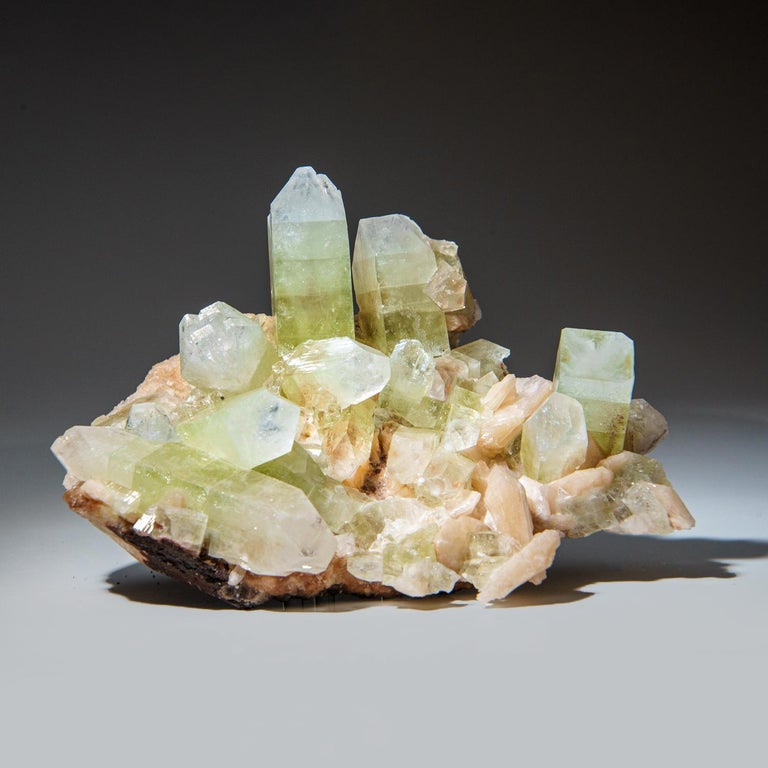 Natural Gem Green Apophyllite and Stilbite with Golden Calcite from ...