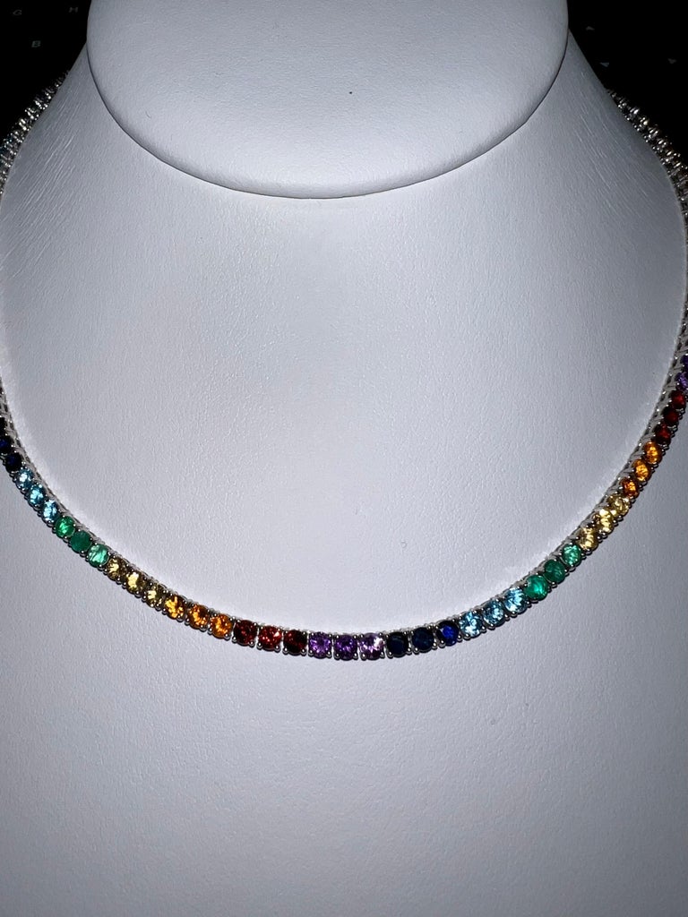 Natural Gemstone Rainbow Necklace For Sale at 1stDibs