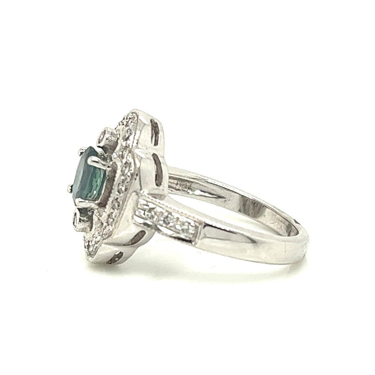 Natural GIA Certified Oval Alexandrite 0.75 carat and Diamond 18K White ...