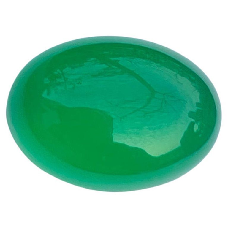 Natural Green Agate Cabochon Gemstone 6.65 Carats Indian Gemstone For Sale at 1stDibs