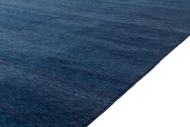 Natural Indigo Himalayan Wool Area Rug by Carini For Sale at 1stDibs